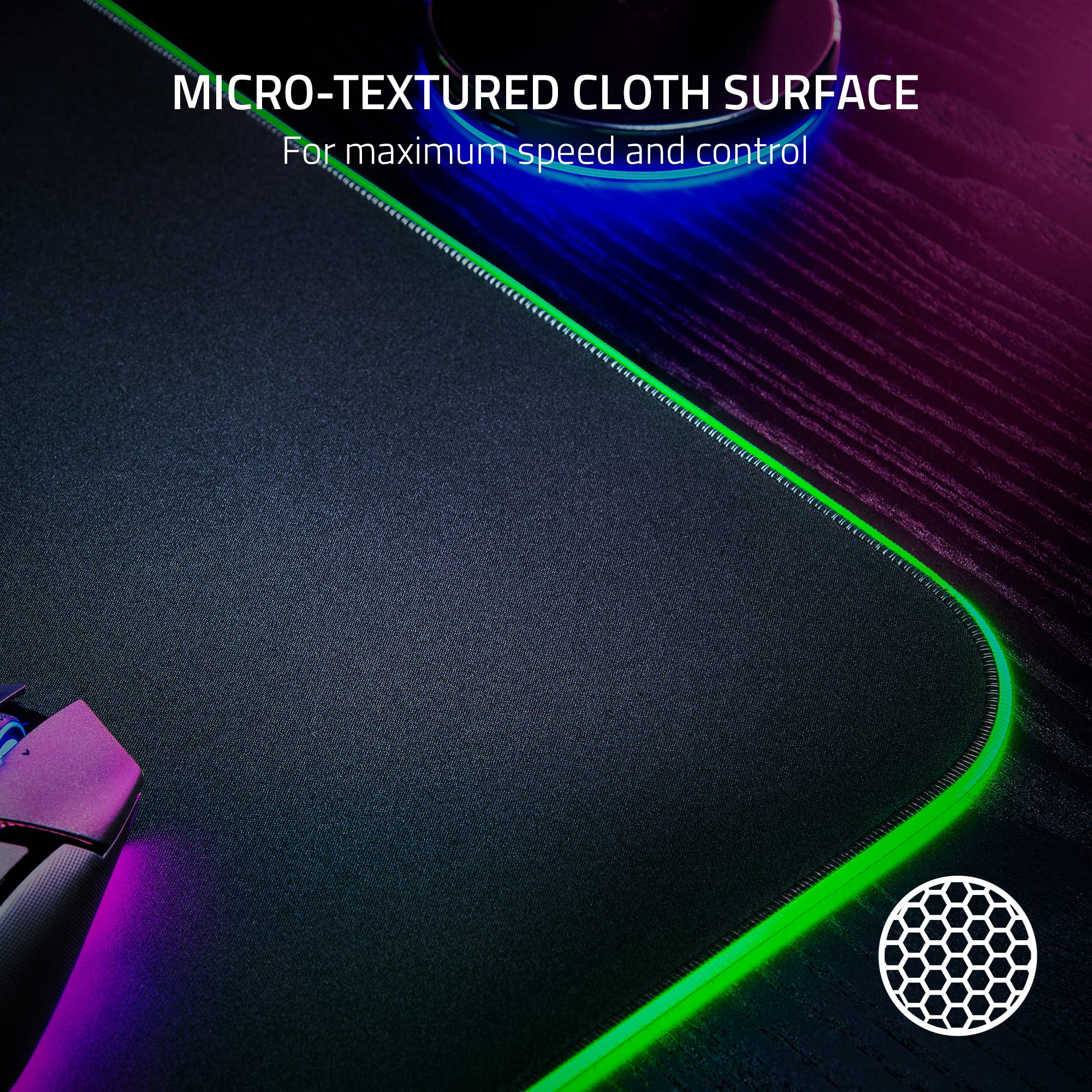 Razer Goliathus Chroma 3XL Gaming Mouse Pad: Micro-Textured Cloth Surface - Large to Cover Desk Setup - Chroma RGB - Optimized for All Sensitivity Settings and Sensors - Non-Slip Rubber Base