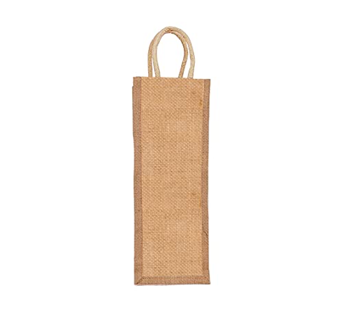 BANNER BUZZ MAKE IT VISIBLE BannerBuzz Jute Wine Bag Made of 100% Biodegradable Jute Material (4” W X 15” H X 4” B, Natural Brown Color)