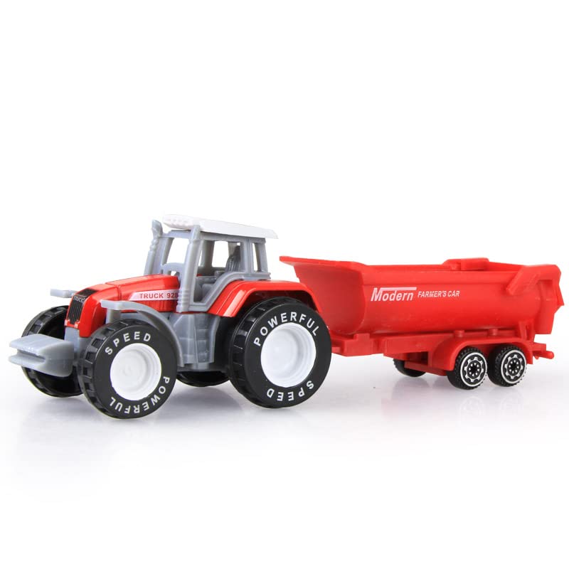 HOMSEEK Kid's Farm Tractor Toys with Trailers,Alloy and ABS Cake Decorating Car Truck Realistic Tractor Vehicle Value Play Set Toy,(Set of 4)