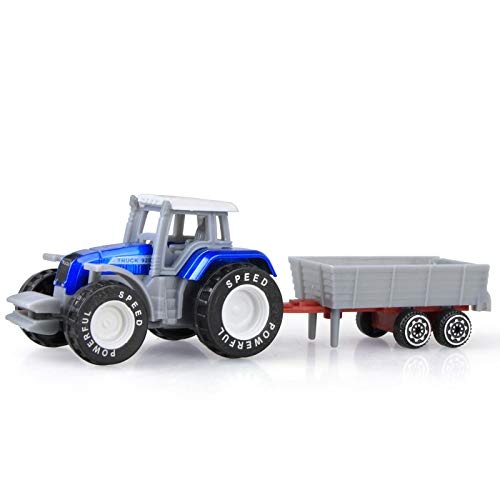 HOMSEEK Kid's Farm Tractor Toys with Trailers,Alloy and ABS Cake Decorating Car Truck Realistic Tractor Vehicle Value Play Set Toy,(Set of 4)