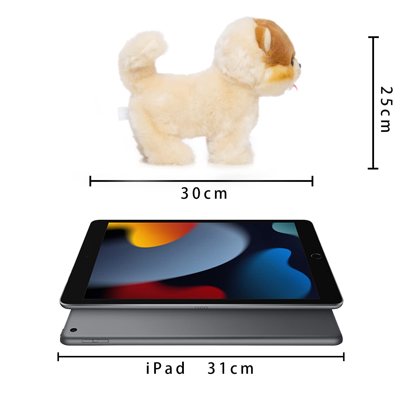 Electronic Walking Pomeranian Stuffed Dog Toy, Realistic Interactive Puppy Robot Pet Dog, Walking, Barking,Wagging Tail & Talking,Present Pet Gifts for 3+ Year Boys Girls