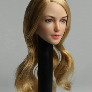 1/6 Scale Female Head Sculpt, Asian Girl Blonde Curls Hair Head Carved for 12'' Seamless Action Figure Body Doll Collection (J)