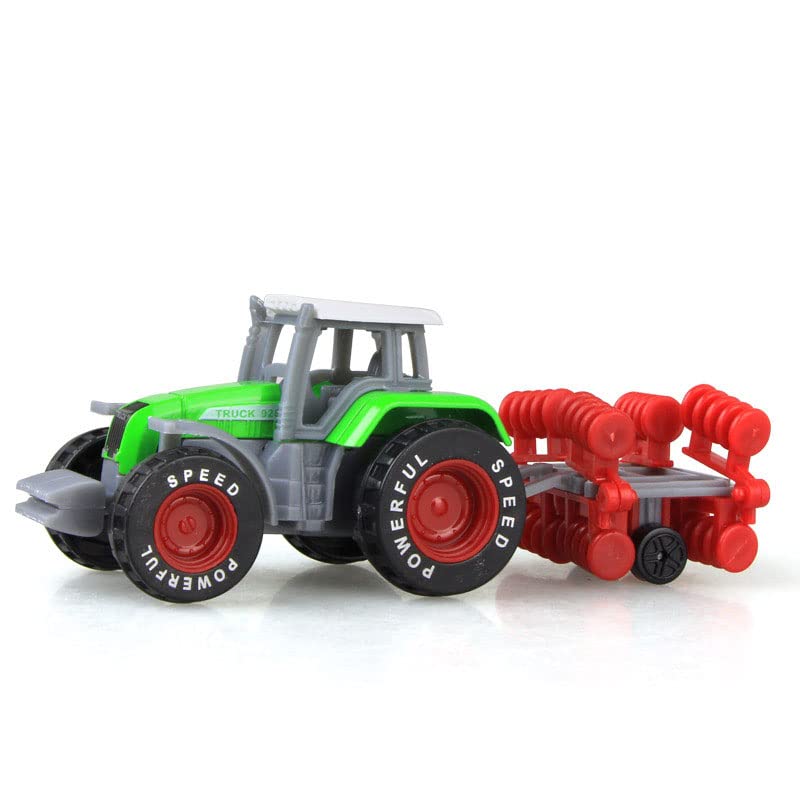 HOMSEEK Kid's Farm Tractor Toys with Trailers,Alloy and ABS Cake Decorating Car Truck Realistic Tractor Vehicle Value Play Set Toy,(Set of 4)