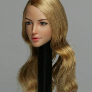 1/6 Scale Female Head Sculpt, Asian Girl Blonde Curls Hair Head Carved for 12'' Seamless Action Figure Body Doll Collection (J)