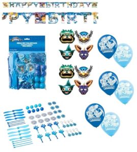 amscan skylanders birthday party supplies bundle pack includes 8 party paper masks, 1 happy birthday banner, 48 piece party pack, 6 latex balloons