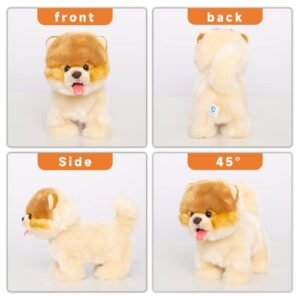 Electronic Walking Pomeranian Stuffed Dog Toy, Realistic Interactive Puppy Robot Pet Dog, Walking, Barking,Wagging Tail & Talking,Present Pet Gifts for 3+ Year Boys Girls