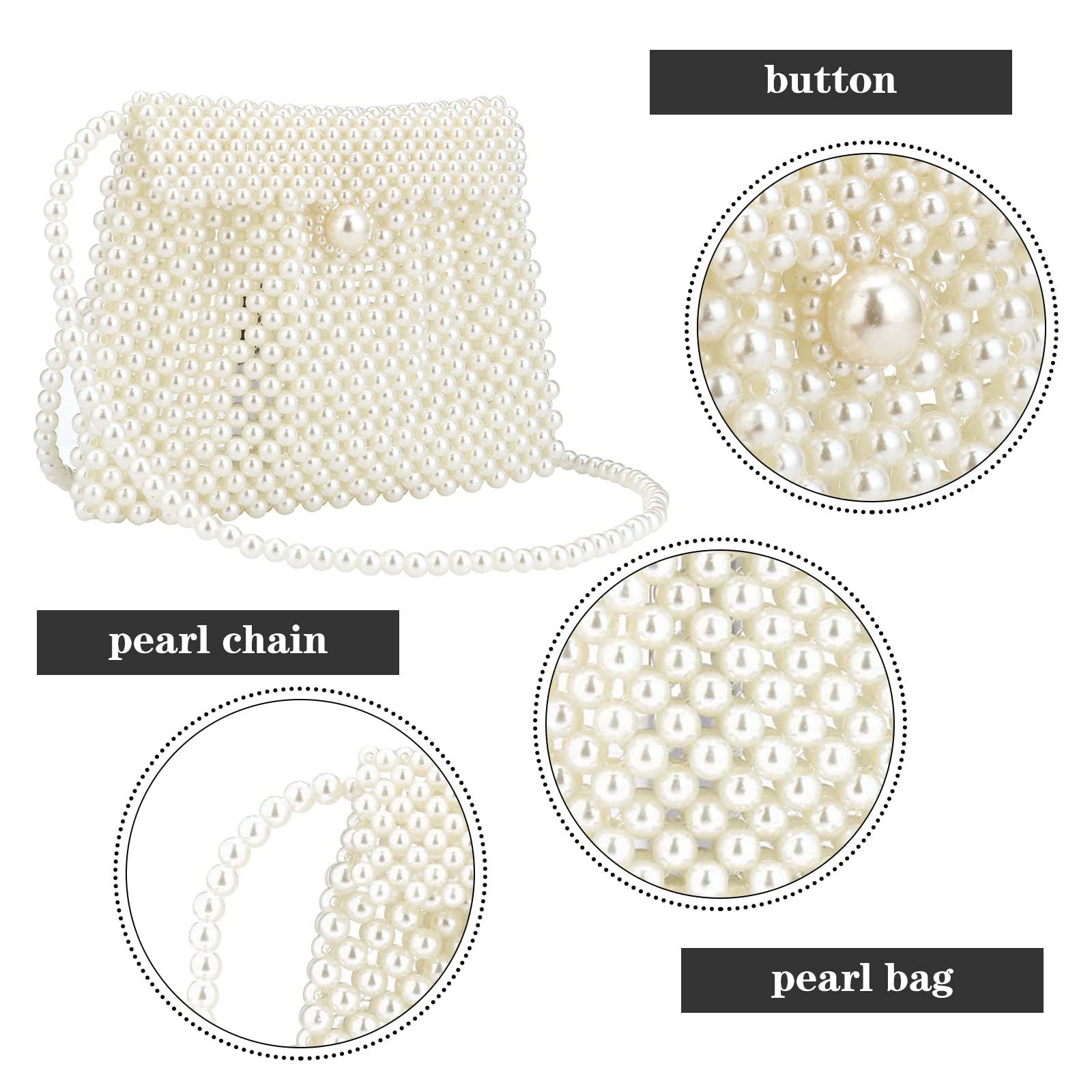 Women Shoulder Bag Pearl Purse Tote bag Handmade Tote Bag Weave Beaded Bag Clutch Evening Party Bag