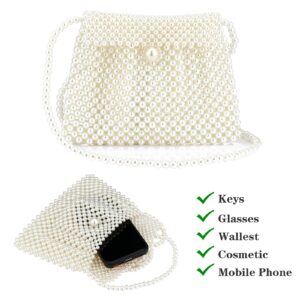 Women Shoulder Bag Pearl Purse Tote bag Handmade Tote Bag Weave Beaded Bag Clutch Evening Party Bag