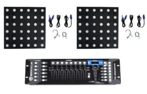 (2) rockville stage matrix 36 rgb 6x6 tri-colored matrix blinder light dj/stage/band bundle with rockforce 192-channel light/fog dmx lighting controller