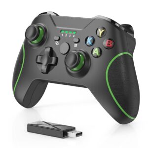 yccsky wireless pc controller for gaming, wireless game controller for windows 7/8/10/11 with 2.4ghz adapter, with turbo function, dual vibration and share button (2.4g wireless, black/green)