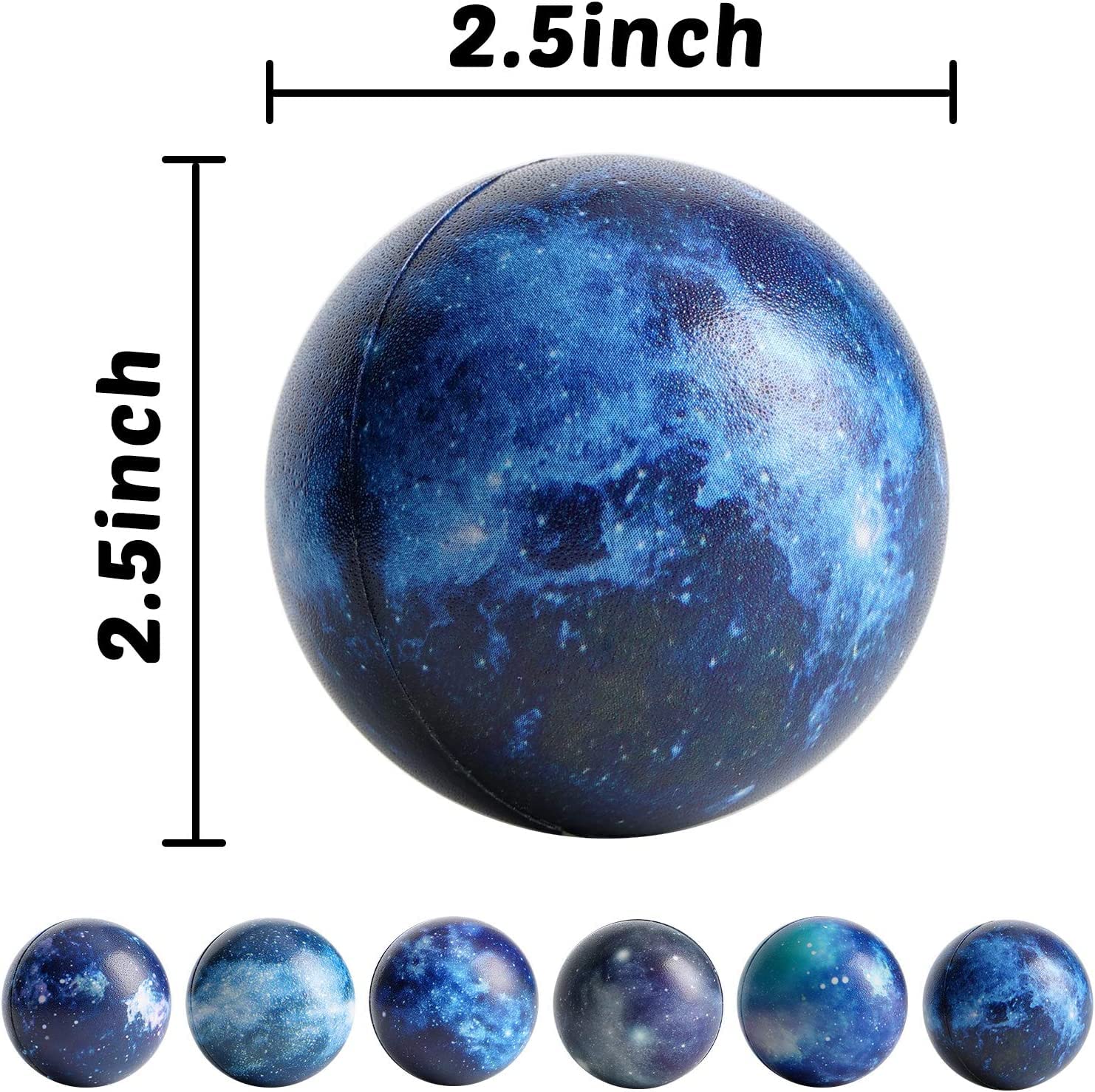 HYPYRANOW Stress Balls, 12 Pcs Galaxy Stress Balls, 2.5 Inch Space Theme Stress Balls Foam Squeeze Balls Stress Relief Balls for Finger Exercise School Carnival Reward Party Bag Gift