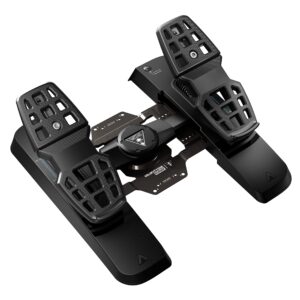 turtle beach velocityone universal rudder pedals for windows 10 & 11 pcs, xbox series x, xbox series s, and xbox one featuring smooth rudder axis, adjustable brakes and pedal width – black