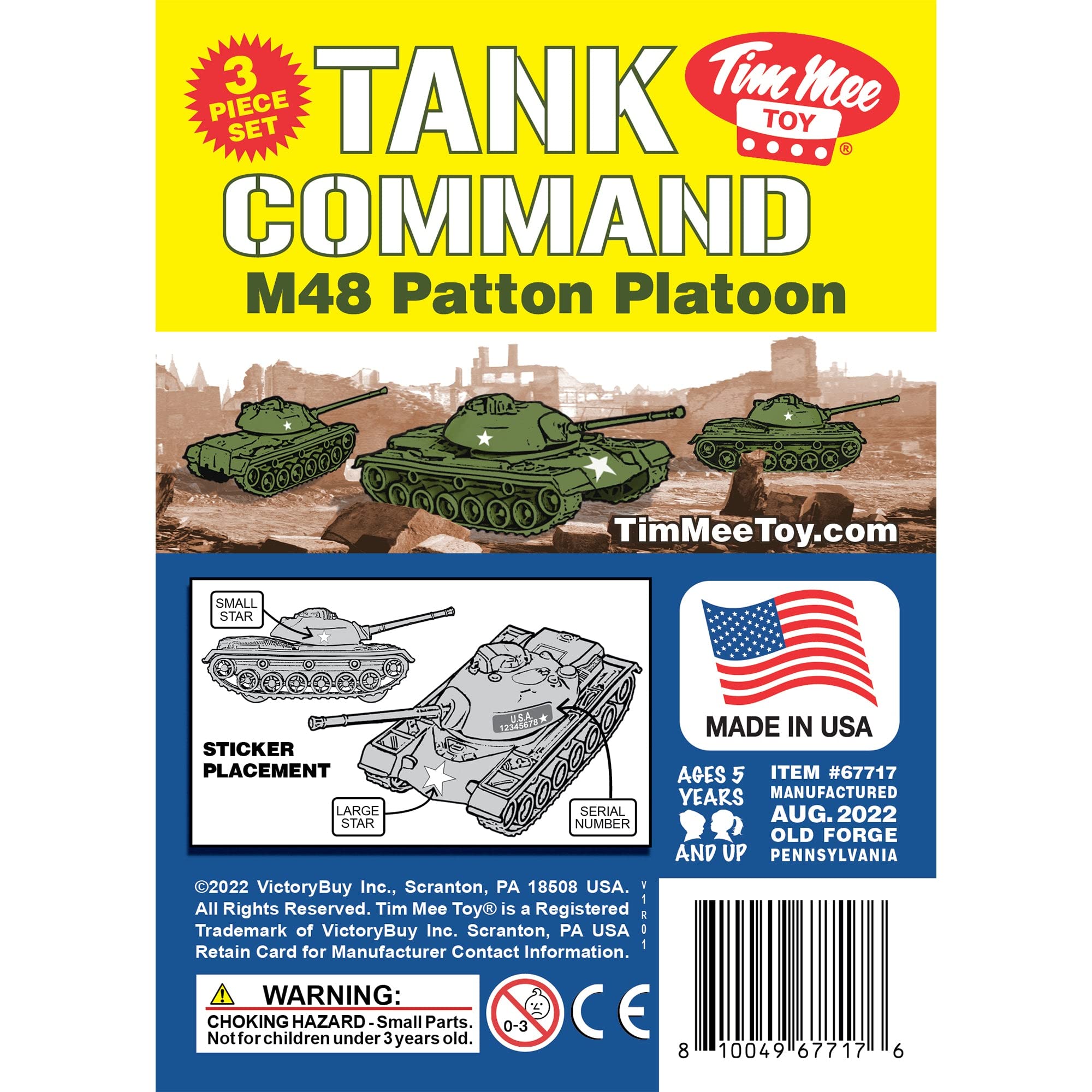 TimMee Toy Tanks for Plastic Army Men - OD Green WW2 3pc - Made in USA