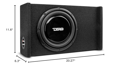 DS18 EN-DF10 10" Shallow Thin Subwoofer Enclosure Down-Firing Compact Sealed Design for Car Trucks 600 Watts Black