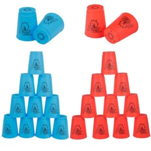 yeesport sport stacking cups, 24pcs sports stacking cups speed training game for challenge competition travel party gift for kids and adults (blue & red)