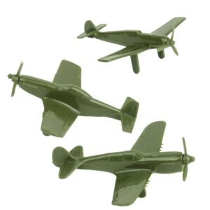 TimMee WW2 Fighter Ace Planes - OD Green 9pc Plastic Army Men Airplanes USA Made