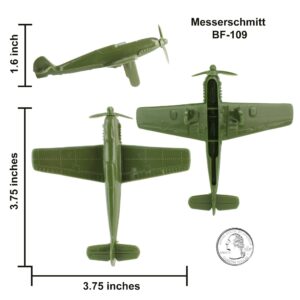 TimMee WW2 Fighter Ace Planes - OD Green 9pc Plastic Army Men Airplanes USA Made