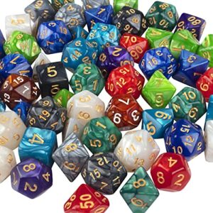 monster gaming 200 count bulk dice value pack-10 different marbled colors -multi-colored assorted polyhedral die, compatible with dungeons and dragons, rpg & board games- includes d4 d6 d8 d10 d12 d20