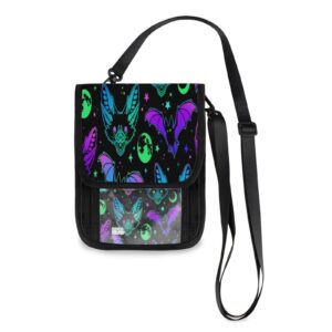 vnurnrn multicolored bright bats crossbody cellphone purse, phone purse crossbody for women, phone bag small shoulder wallet purse with card slots,6 x 7.5 inch