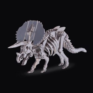 microworld metal model kits, dinosaur 3d puzzle for adults, steel warcraft collection challenge diy animal art craft decoration metal puzzles for teens - triceratops