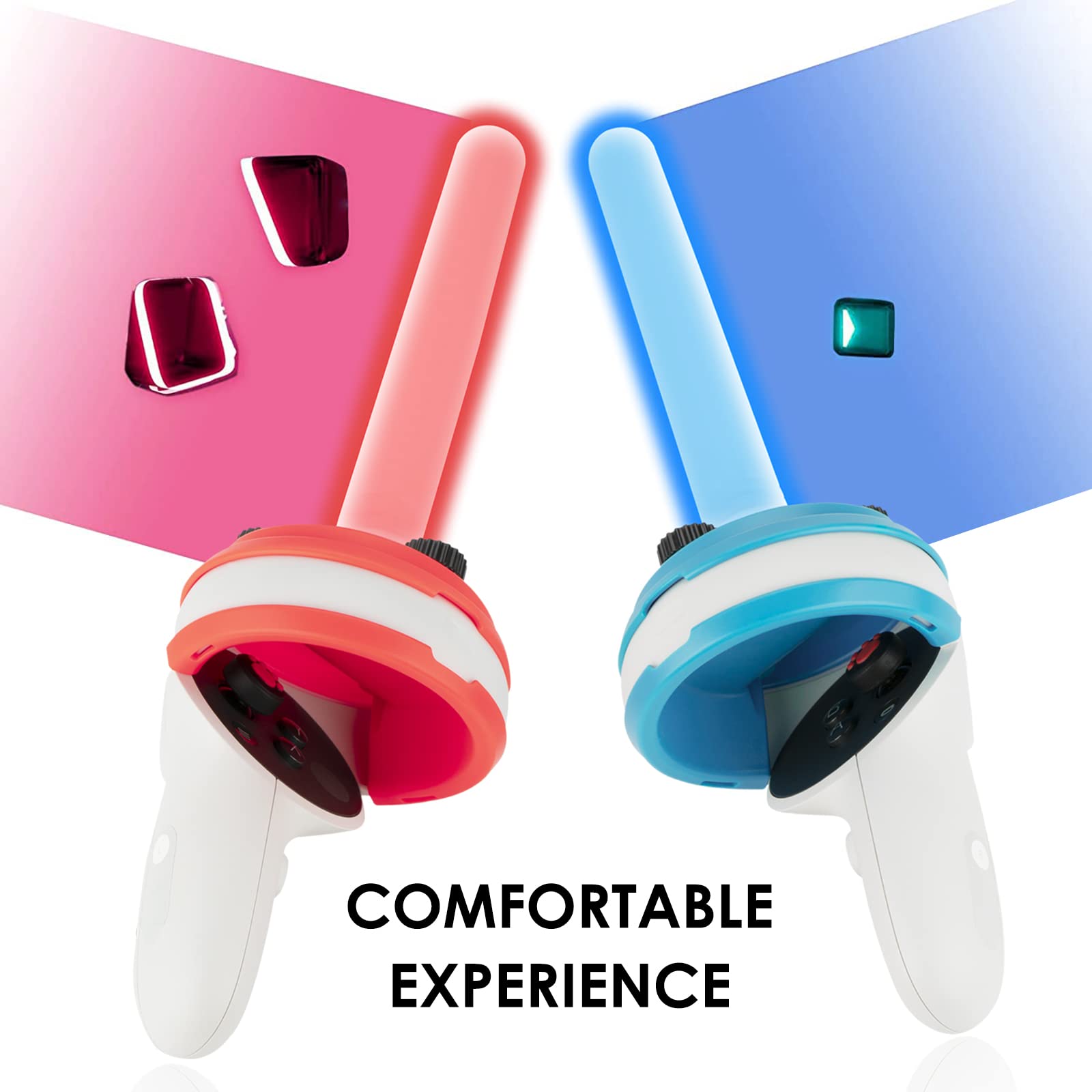 Geekria Dual Handles Grips Lightsabers Compatible With VR Meta Q2 Controller Beat Saber Games Accessories Virtual Reality Game Saber Enhanced Beat Saber Gaming Experience