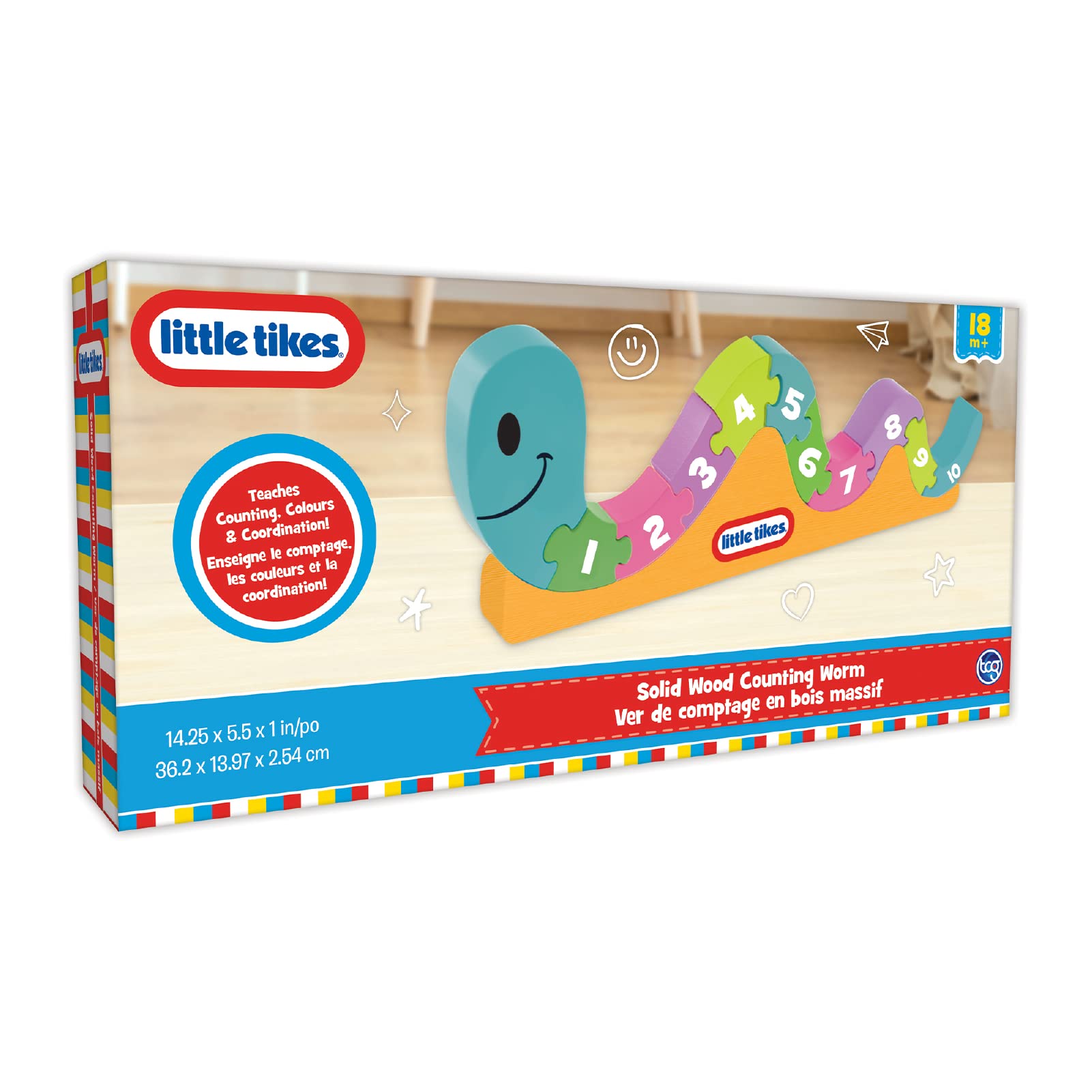 Little Tikes - Solid Wood Counting Worm - Colors and Counting Building Toys and Toddler Games - Montessori Toys and Learning Activities. Great Birthday Gift for Boys and Girls.