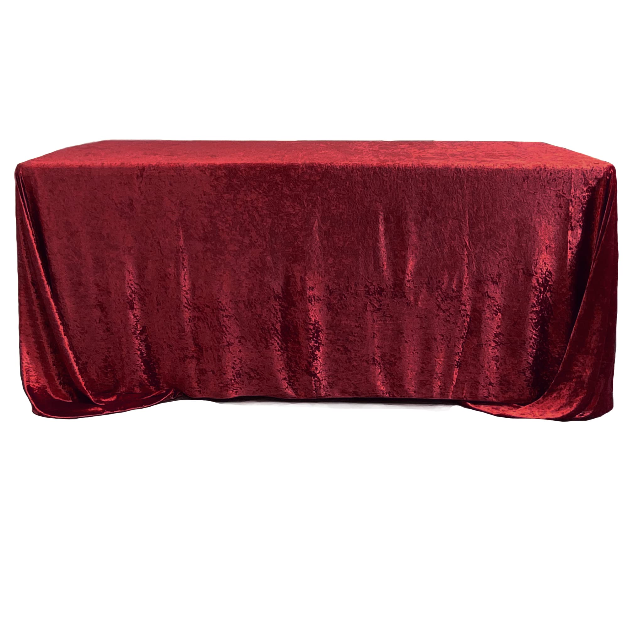 YOUR CHAIR COVERS - 90 x 132 Inch Rectangular Crushed Velvet Tablecloth for 6 ft. Rectangular Tables Wedding, Party, Dining, Banquet and Events - Burgundy