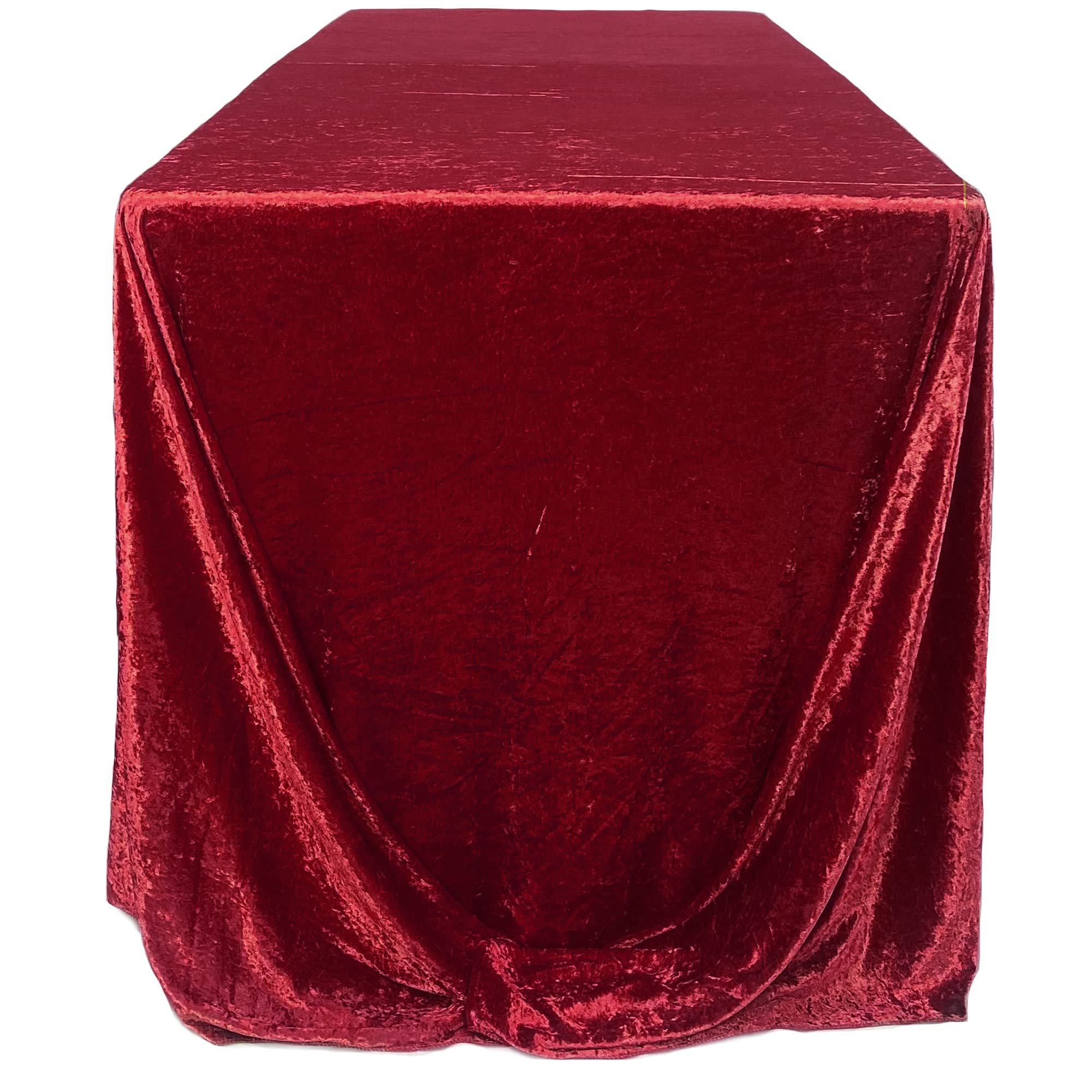 YOUR CHAIR COVERS - 90 x 132 Inch Rectangular Crushed Velvet Tablecloth for 6 ft. Rectangular Tables Wedding, Party, Dining, Banquet and Events - Burgundy