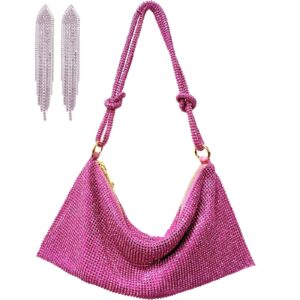 rumdin rhinestone purse chic sparkly pink purse hobo bags for women rhinestone clutch purses for women