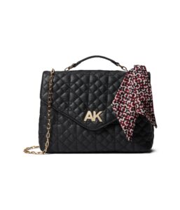 anne klein womens anne klein quilted flap shoulder bag, black, one size us