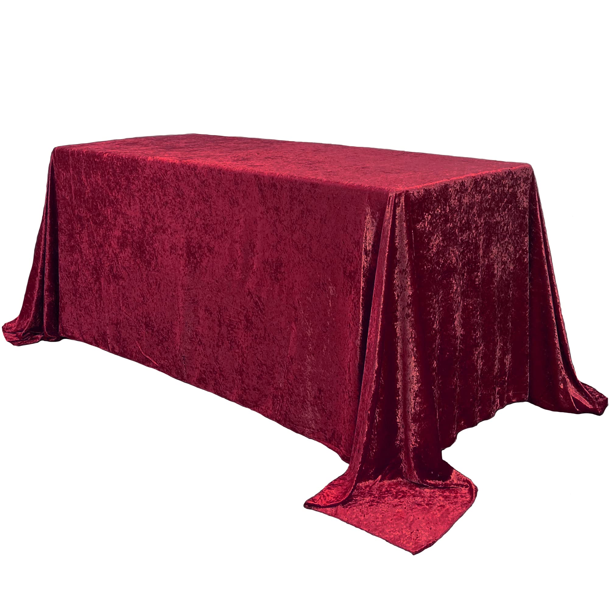 YOUR CHAIR COVERS - 90 x 132 Inch Rectangular Crushed Velvet Tablecloth for 6 ft. Rectangular Tables Wedding, Party, Dining, Banquet and Events - Burgundy