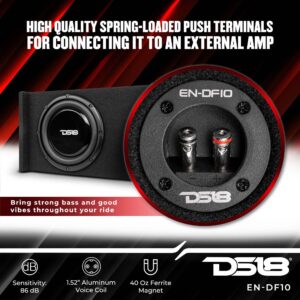 DS18 EN-DF10 10" Shallow Thin Subwoofer Enclosure Down-Firing Compact Sealed Design for Car Trucks 600 Watts Black