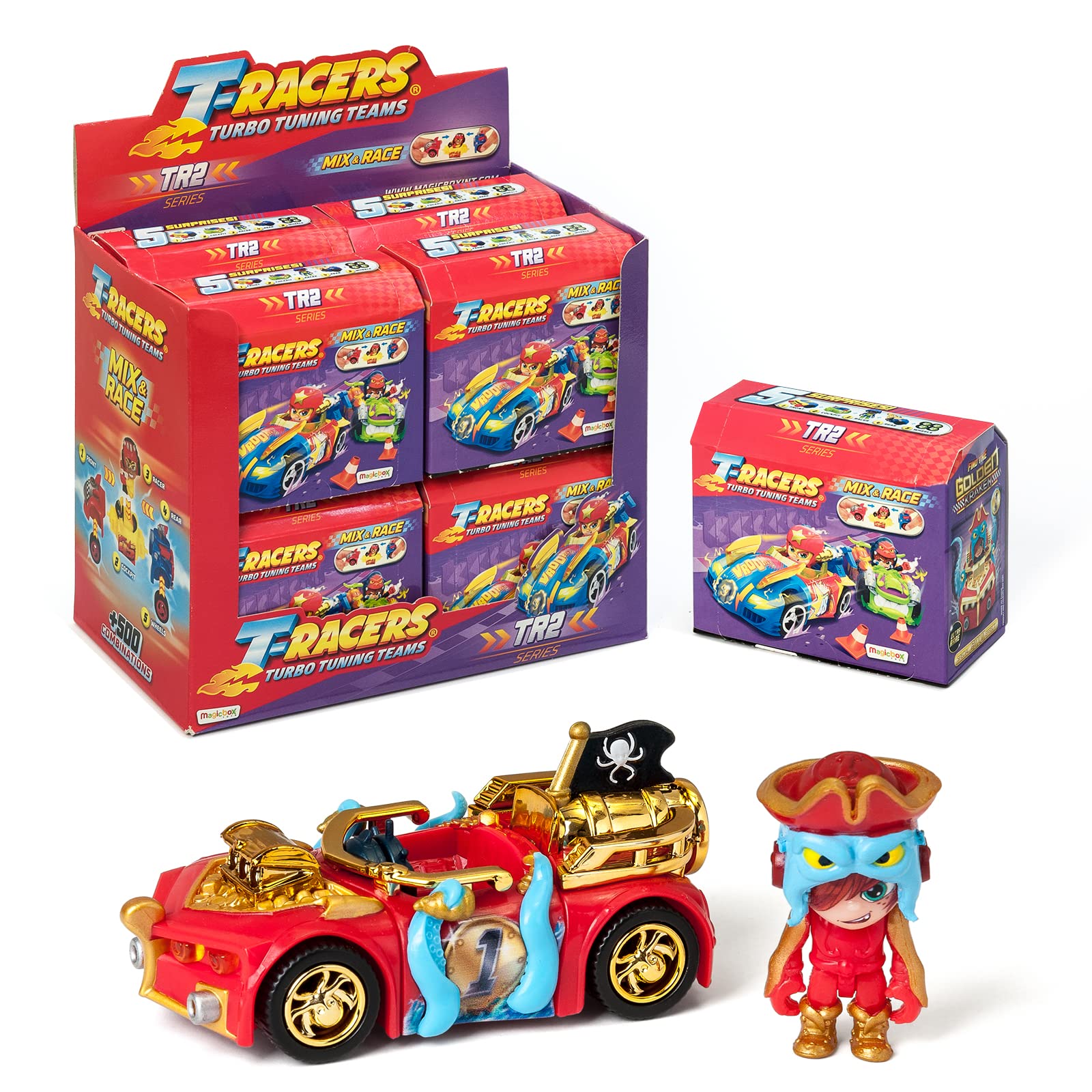 T-Racers 8431618020524 2 Series 2 – Surprise Driver. Build, Mix and Race Car can be Taken Apart and All Parts are Interchangeable. Includes The Complete Collection, Multicoloured, One Size