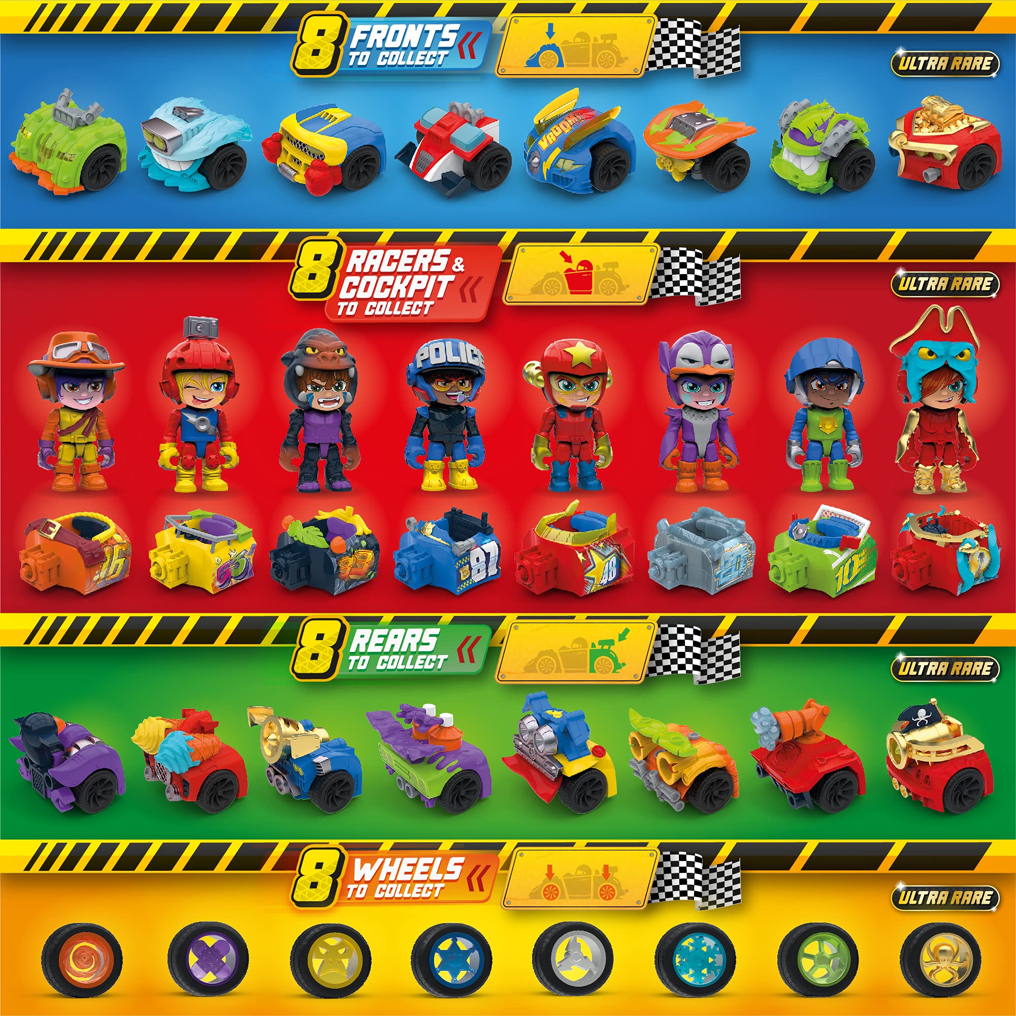 T-Racers 8431618020524 2 Series 2 – Surprise Driver. Build, Mix and Race Car can be Taken Apart and All Parts are Interchangeable. Includes The Complete Collection, Multicoloured, One Size