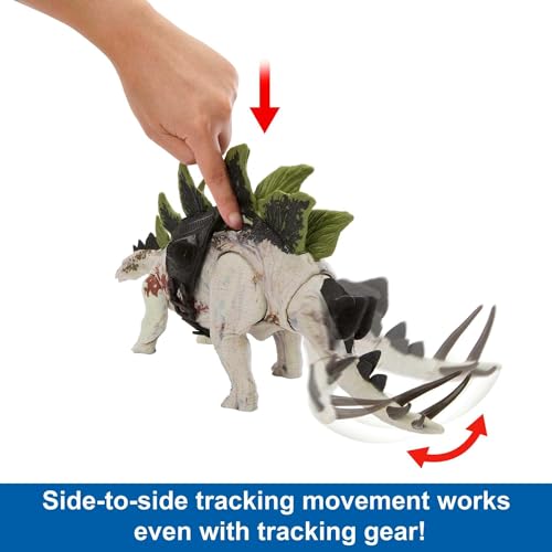 Mattel Jurassic World Dominion Gigantic Trackers Stegosaurus Action Figure Toy with Attack Motion & Tracking Gear, Plus Downloadable App & AR