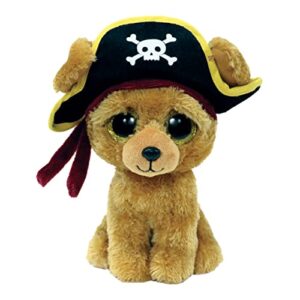 Ty - Plush - Beanie Boos Special Halloween - Dog - Rowan - Big Glitter Gold Eyes and Pirate Hat - The Doll with Big Sparkling Eyes - 15 cm - 36492