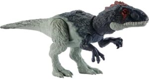 mattel jurassic world dominion wild roar eocarcharia dinosaur action figure toy with sound & attack action, plus downloadable app & ar