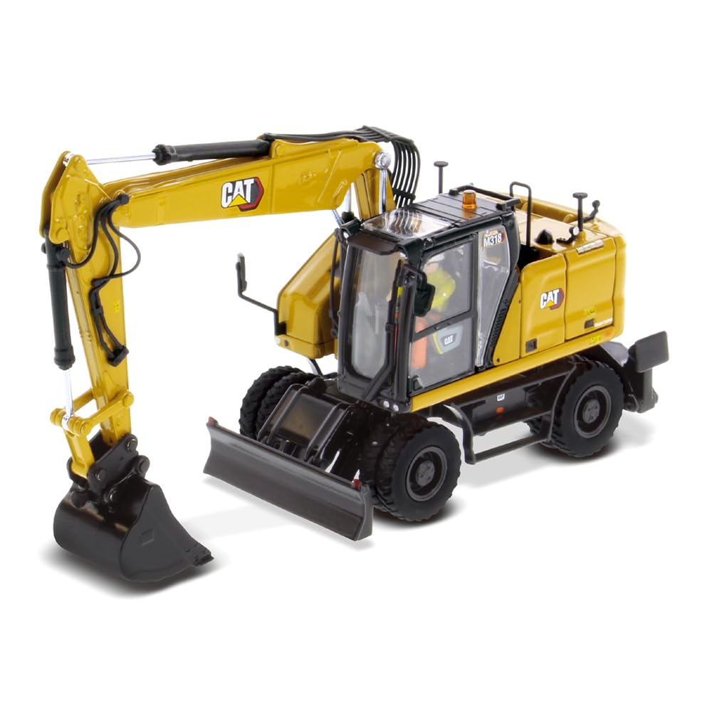 Diecast Masters 1:50 Scale Caterpillar M318 Wheeled Excavator | High Line Series Cat Trucks & Construction Equipment | 1:50 Scale Model Diecast Collectible Model 85956