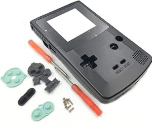 full housing shell case cover with buttons screws screwdriver for game boy color gbc repair part (black)