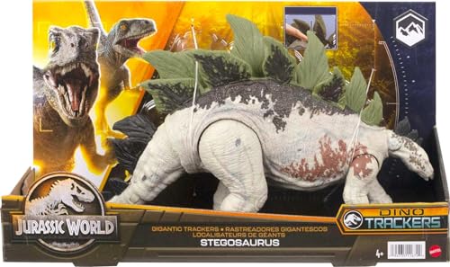 Mattel Jurassic World Dominion Gigantic Trackers Stegosaurus Action Figure Toy with Attack Motion & Tracking Gear, Plus Downloadable App & AR