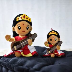 MODI TOYS Saraswati Devi Collection - Mantra Singing Plush Toys and Book | Ideal for Newborns, Infants, Toddlers, Grandparents | Best for Diwali, Baby Shower, Birthday, Housewarming