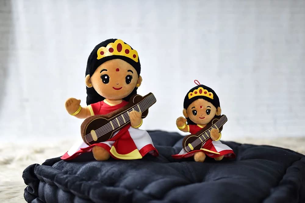 MODI TOYS Saraswati Devi Collection - Mantra Singing Plush Toys and Book | Ideal for Newborns, Infants, Toddlers, Grandparents | Best for Diwali, Baby Shower, Birthday, Housewarming