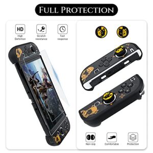 FUNDIARY Carrying Case for Nintendo Switch OLED with Monster Hunter Theme Design, Accessories Bundle Portable Bag for Switch OLED with Protective Case, Screen Protector and 2 Thumb Grips