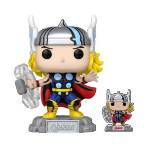 funko pop! & pin: the avengers: earth's mightiest heroes - 60th anniversary, thor with pin, amazon exclusive