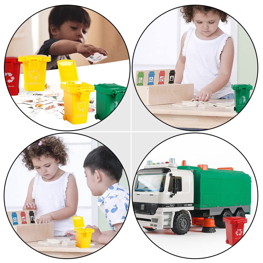 HANABASS Garbage Truck 12 Pcs Miniature Trash Trash Truck Garbage can Toy Recycle Toys Can， Garbage Truck Toy Garbage Cans