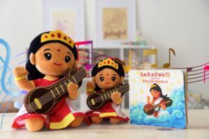 modi toys saraswati devi collection - mantra singing plush toys and book | ideal for newborns, infants, toddlers, grandparents | best for diwali, baby shower, birthday, housewarming