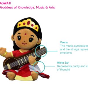 MODI TOYS Saraswati Devi Collection - Mantra Singing Plush Toys and Book | Ideal for Newborns, Infants, Toddlers, Grandparents | Best for Diwali, Baby Shower, Birthday, Housewarming