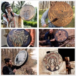 Festival Drum Decoration Percussion Musical Instrument Drum Tree of Life Drum Owl Mosaic Celtic Bird Drum Elf Deer Drum Beauty Drum (Mosaic Drum)