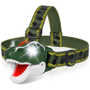 dx da xin dinosaur headlamp t-rex led headlamps for kids flashlights camping gear - dinosaur toys for boys girls toddlers outdoor toys for kids birthday halloween christmas gifts stocking stuffers