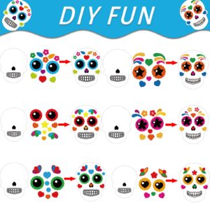 chiazllta 30 Pcs Sugar Skull Craft Kits Kids DIY Day of The Dead Craft, Kindergarten Art Craft Make Your Own Mexican Skull Set for Home Class Game Activities Preschoolers